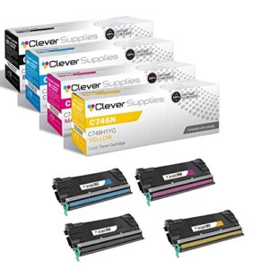 cs compatible toner cartridge replacement for lexmark c746n c746h1kg black c748h1cg cyan c748h1mg magenta c748h1yg yellow c series c746dn c746dtn c746n c748de c748dte c748e toner cartridge 4 color set