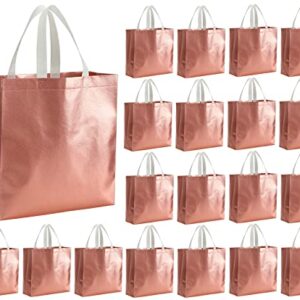 Tosnail 20 Pack Large Reusable Grocery Bags Shopping Tote Bag with Handle Present Bag Gift Bag for Weddings, Birthdays, Party, Event - Rose Gold