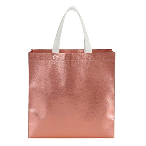 Tosnail 20 Pack Large Reusable Grocery Bags Shopping Tote Bag with Handle Present Bag Gift Bag for Weddings, Birthdays, Party, Event - Rose Gold