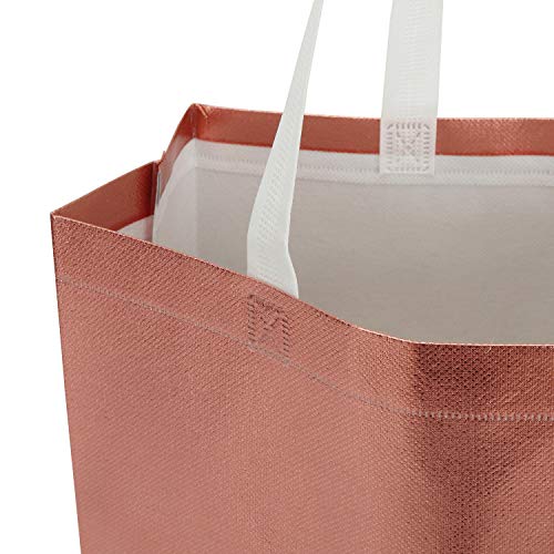 Tosnail 20 Pack Large Reusable Grocery Bags Shopping Tote Bag with Handle Present Bag Gift Bag for Weddings, Birthdays, Party, Event - Rose Gold