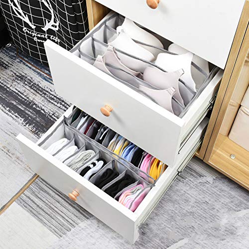 Pack of 3 Closet Organizers and Storage Set Compartment Foldable Underwear Storage Box, There Are 6/7/11 Compartment Nylon Compartments, Can Hold Socks, Bras, Underwear