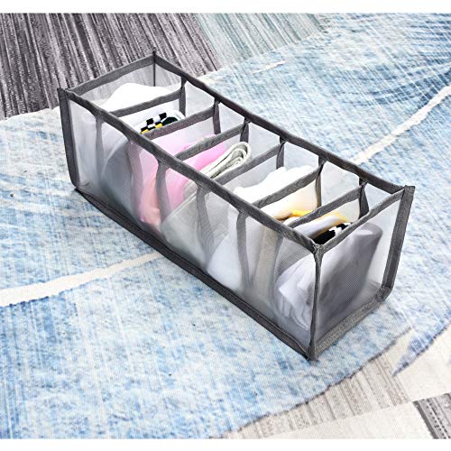 Pack of 3 Closet Organizers and Storage Set Compartment Foldable Underwear Storage Box, There Are 6/7/11 Compartment Nylon Compartments, Can Hold Socks, Bras, Underwear