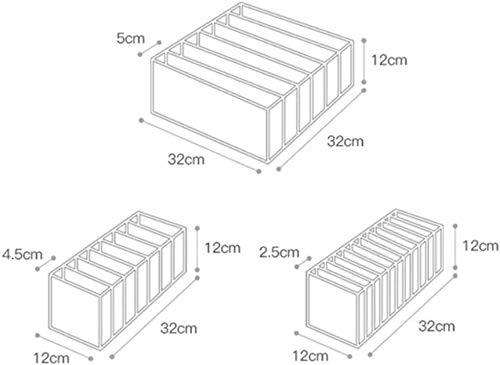 Pack of 3 Closet Organizers and Storage Set Compartment Foldable Underwear Storage Box, There Are 6/7/11 Compartment Nylon Compartments, Can Hold Socks, Bras, Underwear