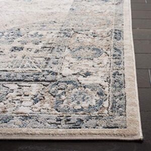 Martha Stewart Collection by SAFAVIEH 9' x 12' Ivory/Blue MSR868A Jackson Non-Shedding Area Rug