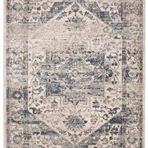 Martha Stewart Collection by SAFAVIEH 9' x 12' Ivory/Blue MSR868A Jackson Non-Shedding Area Rug