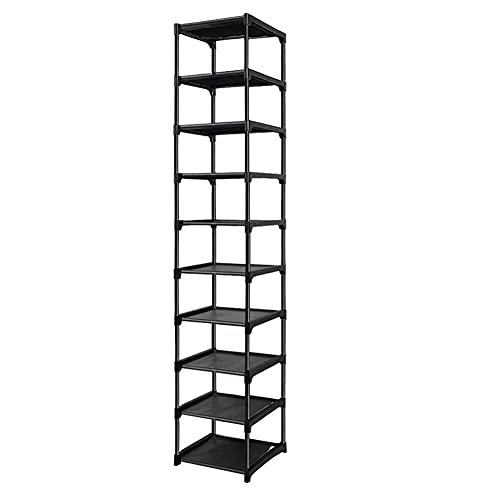 ZQWSYU 10 Tier Narrow Shoe Racks for Closets Durable Enterway Organizer Shoe Shelf Tall Shoe Stand, Metal