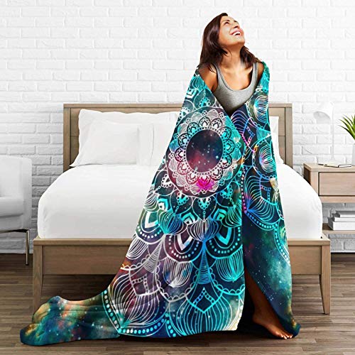 Galaxy Mandala Fleece Throw Blanket Plush Soft Throw for Bed Sofa, 80 in x 60 in