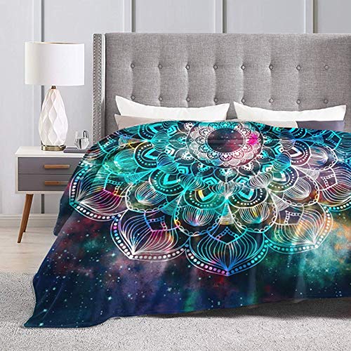 Galaxy Mandala Fleece Throw Blanket Plush Soft Throw for Bed Sofa, 80 in x 60 in