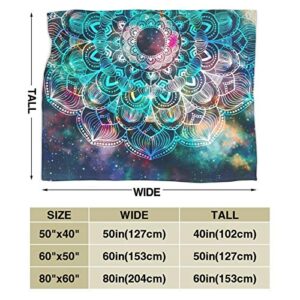 Galaxy Mandala Fleece Throw Blanket Plush Soft Throw for Bed Sofa, 80 in x 60 in