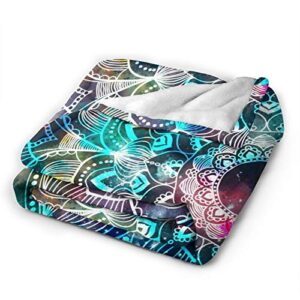 Galaxy Mandala Fleece Throw Blanket Plush Soft Throw for Bed Sofa, 80 in x 60 in