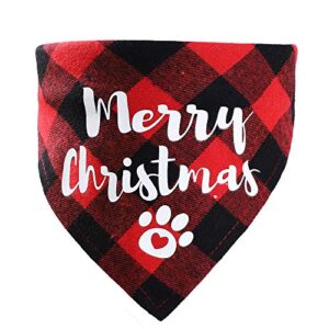 eooto christmas festival dog bandanas for xmas plaid printing cotton dog scarves adjustable accessories for small to large dog puppy cat