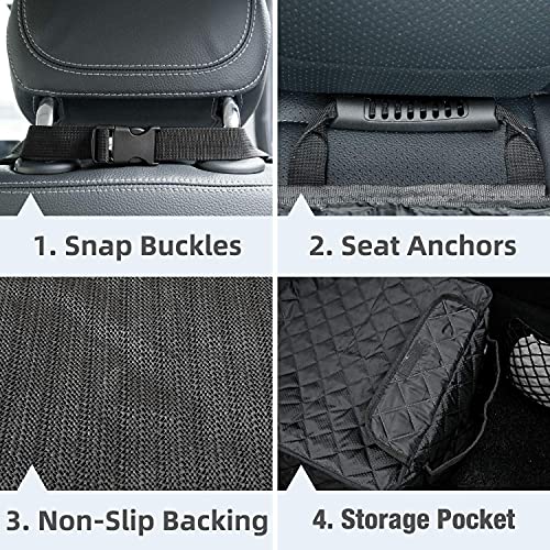 PETICON Waterproof Front Seat Car Cover 2 Pack, Full Protection Dog Car Seat Cover with Side Flaps, Nonslip Scratchproof Front Seat Cover Fits for Cars, Trucks, SUVs, Jeep