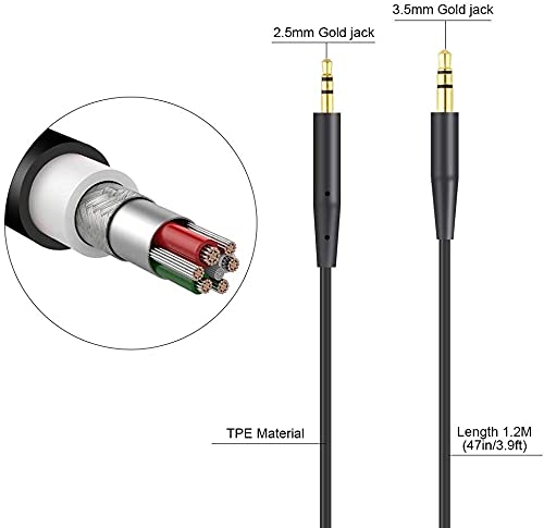 Replacement QC35 Headphone Cord Audio Cable Compatible with Bose QuietComfort 35 QC35 QC35 II QC45 QC25 OE2 OE2i NC700 Soundlink Soundtrue Headphones