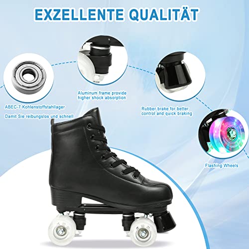 Jessie Leather Roller Skates Roller Skates for Women Outdoor and Indoor Adjustable Four-Wheel Premium Roller Skates for Women Men Boys and Girls