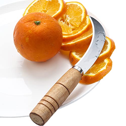 Abaodam sod cutter sickle japanese knife grass saw pruning - Stainless Steel Multifunctional Wooden Handle Fruit Pineapple Banana Knife Cutter Sickle for Restaurant Home