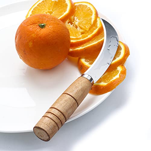 Abaodam sod cutter sickle japanese knife grass saw pruning - Stainless Steel Multifunctional Wooden Handle Fruit Pineapple Banana Knife Cutter Sickle for Restaurant Home