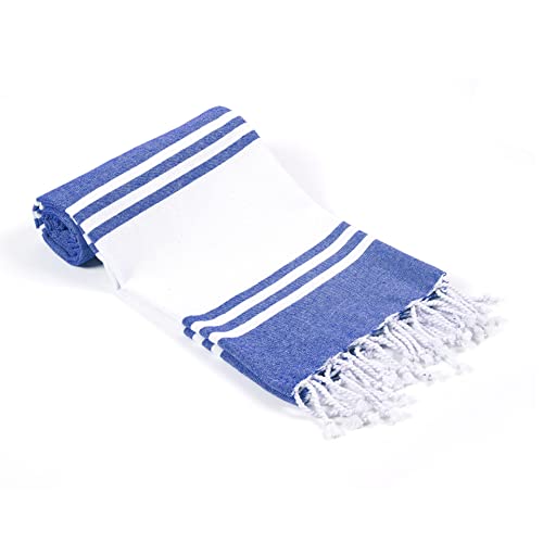 Goroly Home 2 Pack Cotton Beach Towel, Turkish Beach Towel, Gym Towels, Turkish Peshtemal Towels, Pestemal Towels, Thin Camping Bath, Pool Blanket, Fouta Towels 100% Cotton- 36x71 Inch - Royal Blue