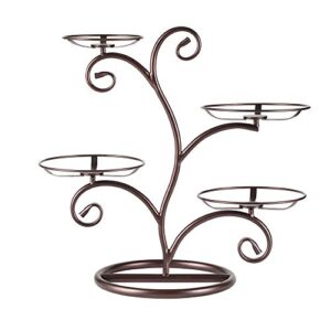 GuangYang Multi-Tier Thicker Metal Sturdier Stand Display Plate Rack - Tree Tiered Cake Serving Holder - Dessert Fruit Presentation - Party Food Server Display -Bronze