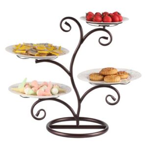 GuangYang Multi-Tier Thicker Metal Sturdier Stand Display Plate Rack - Tree Tiered Cake Serving Holder - Dessert Fruit Presentation - Party Food Server Display -Bronze