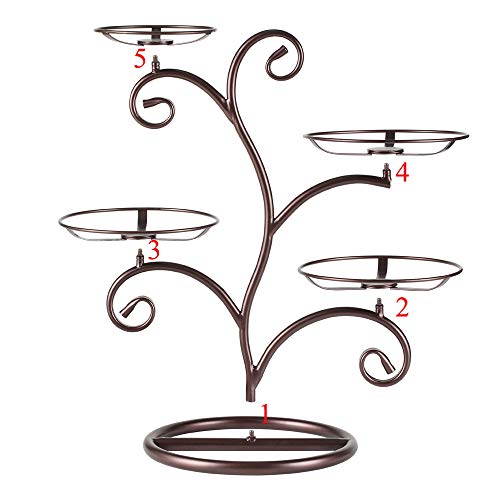 GuangYang Multi-Tier Thicker Metal Sturdier Stand Display Plate Rack - Tree Tiered Cake Serving Holder - Dessert Fruit Presentation - Party Food Server Display -Bronze