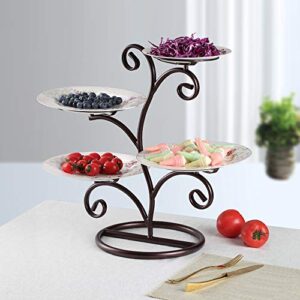 GuangYang Multi-Tier Thicker Metal Sturdier Stand Display Plate Rack - Tree Tiered Cake Serving Holder - Dessert Fruit Presentation - Party Food Server Display -Bronze