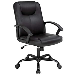 office chair desk chair computer chair with lumbar support pu leather executive ergonomic chair rolling swivel adjustable task chair for men(black)