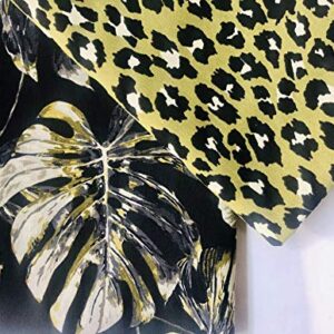 Black & Green Palm Banana Leaf Print Fabric Tropical Leaves Cotton Curtain Material Upholstery - 55 inches Wide (Sold by The Yard)