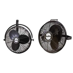 air king 9020 1/6 hp industrial grade wall mount fan, 20-inch,black & 9314 14-inch industrial grade high velocity multi mount fan,black