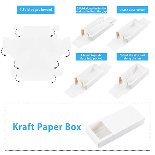 BENECREAT 16 Pack Kraft Paper Drawer Box 6.5x4.5x1.7" Festival Gift Wrapping Boxes Soap Jewelry Candy Weeding Party Favors Gift Packaging Boxes, White