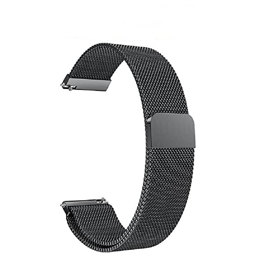 Lomet Metal Magnetic Band Compatible with Galaxy Watch Active 2, 20mm Stainless Steel Replacement Band for Samsung Galaxy Watch Active 40mm, Galaxy Watch 42mm (1-Black)