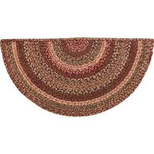 vhc brands cider mill half circle jute rug 16.5x33 country braided flooring, burgundy