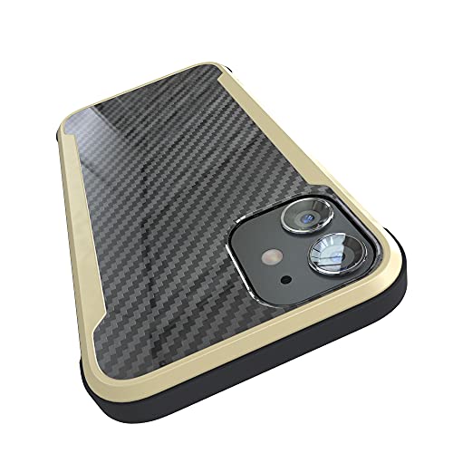 Nicexx Designed for iPhone 12 Mini Case with Carbon Fiber Pattern, 12ft. Drop Tested, Wireless Charging Compatible - Gold