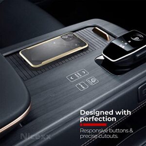 Nicexx Designed for iPhone 12 Mini Case with Carbon Fiber Pattern, 12ft. Drop Tested, Wireless Charging Compatible - Gold