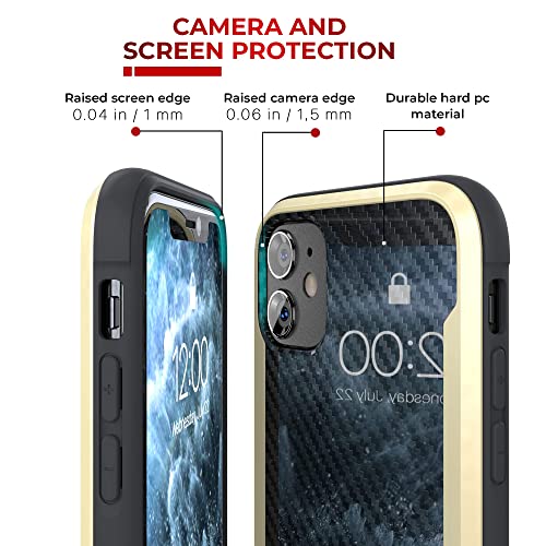 Nicexx Designed for iPhone 12 Mini Case with Carbon Fiber Pattern, 12ft. Drop Tested, Wireless Charging Compatible - Gold