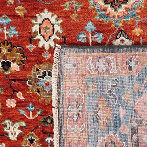 SAFAVIEH Samarkand Collection 10' x 14' Red/Blue SRK117Q Hand-Knotted Traditional Oriental Premium Wool Area Rug