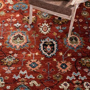 SAFAVIEH Samarkand Collection 10' x 14' Red/Blue SRK117Q Hand-Knotted Traditional Oriental Premium Wool Area Rug