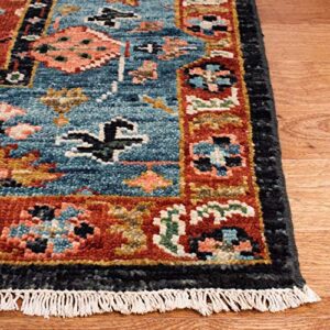 SAFAVIEH Samarkand Collection 10' x 14' Red/Blue SRK117Q Hand-Knotted Traditional Oriental Premium Wool Area Rug