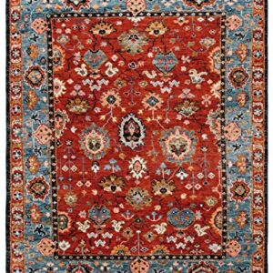 SAFAVIEH Samarkand Collection 10' x 14' Red/Blue SRK117Q Hand-Knotted Traditional Oriental Premium Wool Area Rug