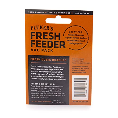 Fluker's Fresh Feeder Vac Pack Dubia Roaches - Great for Insect-Eating Reptiles, Birds, or Small Animals, 0.7oz