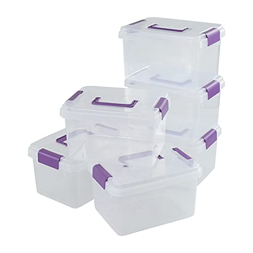 Sandmovie 5.5 Qt Storage Bins with Lids, Clear Plastic Storage Tote, 6-Pack