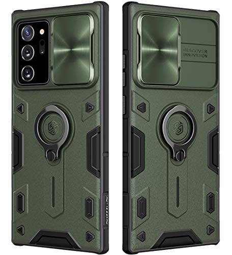 Samsung Galaxy Note 20 Ultra 5G Case with Ring Kickstand and Camera Lens Cover, CamShield Armor Shockproof PC & TPU Bumper Hybrid Protective Cover (Green,Note 20 Ultra/Note 20 Ultra 5G)