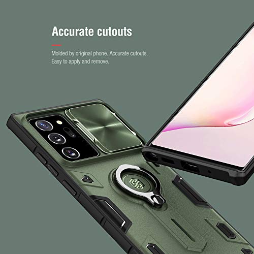 Samsung Galaxy Note 20 Ultra 5G Case with Ring Kickstand and Camera Lens Cover, CamShield Armor Shockproof PC & TPU Bumper Hybrid Protective Cover (Green,Note 20 Ultra/Note 20 Ultra 5G)