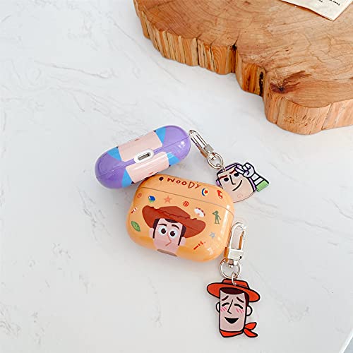 Soft TPU Cute AirPod Pro Case Cover for Apple AirPods 2019 with Charm Keychain Clip Woody Sheriff Cowboy Toy Story Pixar Disney Cartoon Cool Fun Lovely Special Kids Girls Boys Daughter Son