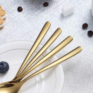 Gold Teaspoons 4 Pieces, Homquen 6.6" Modern Design Stainless Steel Tea Spoons Set, Small Spoon Silver Dishwasher Safe