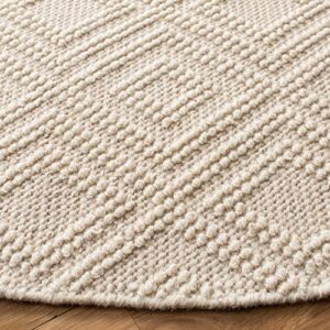 SAFAVIEH Vermont Collection 8' Round Ivory VRM212A Handmade Premium Wool & Cotton Area Rug