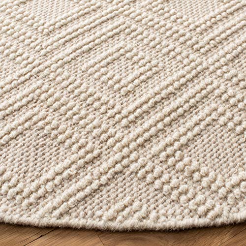 SAFAVIEH Vermont Collection 8' Round Ivory VRM212A Handmade Premium Wool & Cotton Area Rug