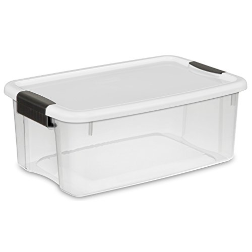 Sterilite 19889804 70 Quart/66 Liter Ultra Box Clear with a White Lid and Black Latches, 4-Containers & 19849806 18 Quart/17 Liter Ultra Latch Box, Clear with a White Lid and Black Latches, 6-Pack