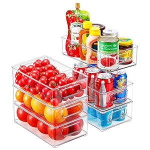 kapebow kitchen storage organizer bins - home pantry organizers 6pcs refrigerator organizer bins plastic fridge freezer containers cabinets bin bpa free clear plastic pantry storage racks