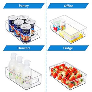 Kapebow Kitchen Storage Organizer Bins - Home Pantry Organizers 6pcs Refrigerator Organizer Bins Plastic Fridge Freezer Containers Cabinets Bin BPA Free Clear Plastic Pantry Storage Racks