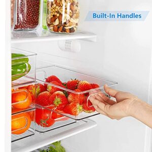 Kapebow Kitchen Storage Organizer Bins - Home Pantry Organizers 6pcs Refrigerator Organizer Bins Plastic Fridge Freezer Containers Cabinets Bin BPA Free Clear Plastic Pantry Storage Racks